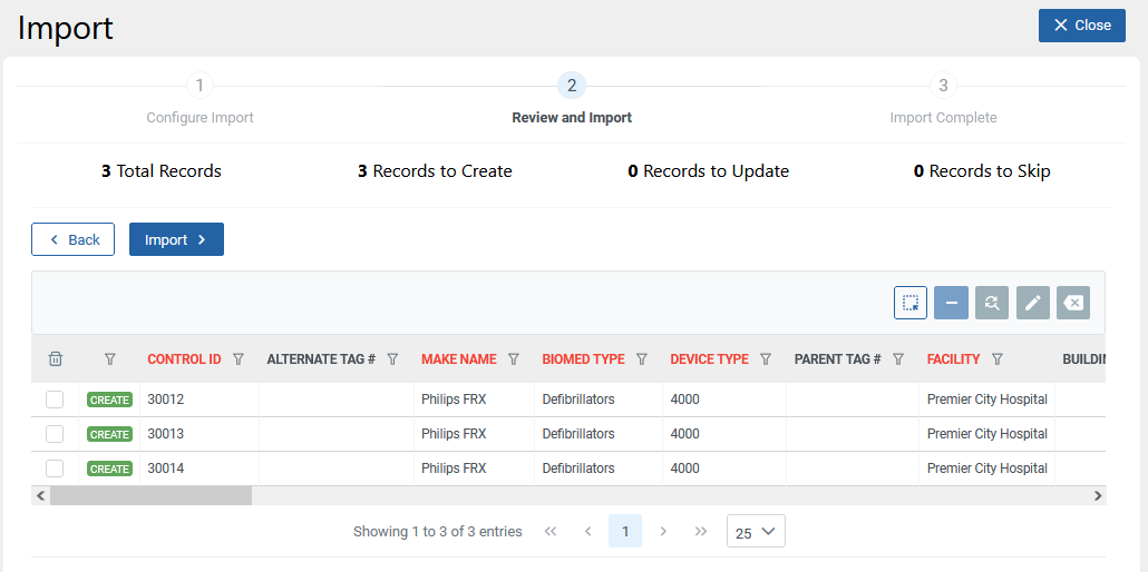 Create Import – TMA Systems