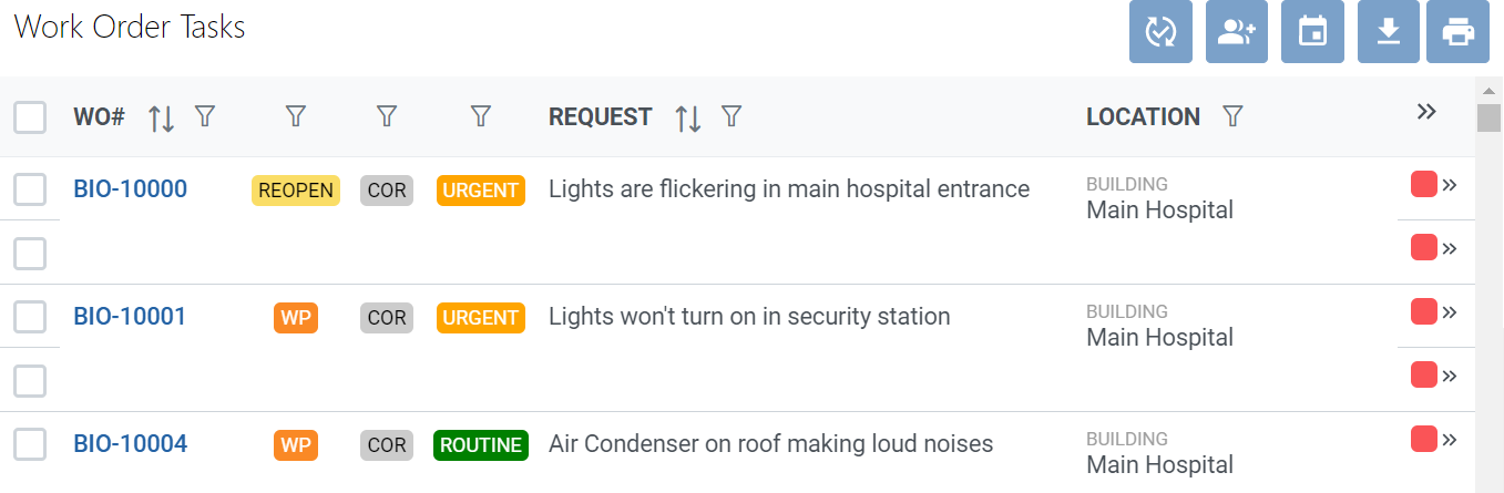Work Orders Tab on Landing Page – TMA Systems