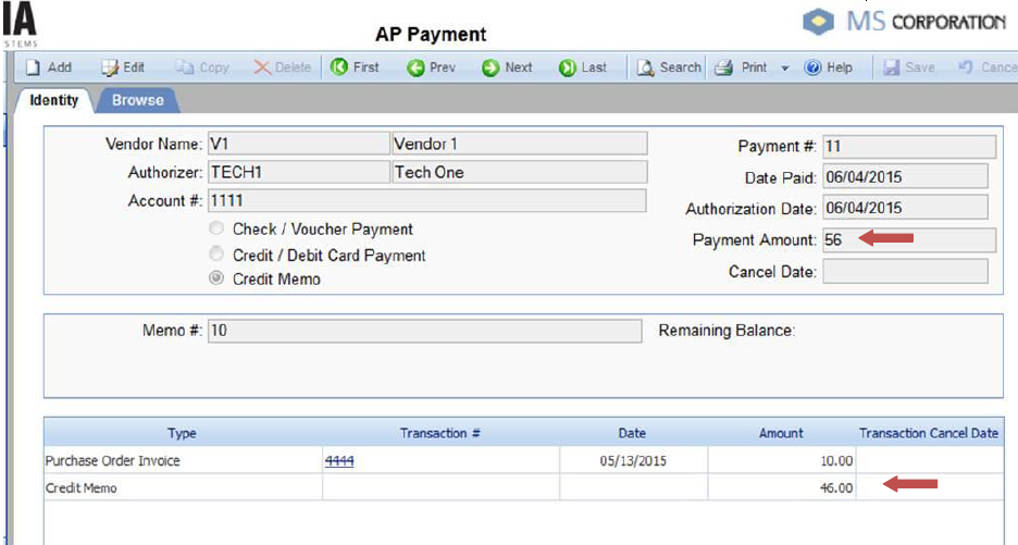 Credit Memos - WebTMA 5 – TMA Systems