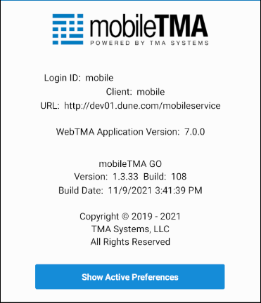 About Window mobileTMA GO for Android - WebTMA 7 – TMA Systems